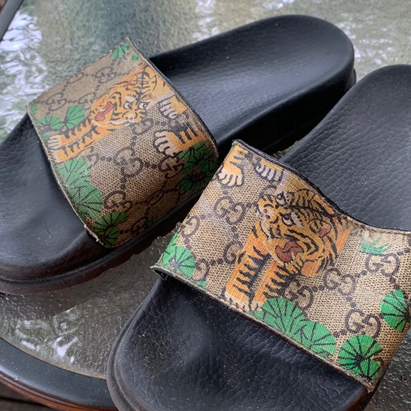 Gucci | Shoes | Gucci Tiger Monogram Slides | Poshmark